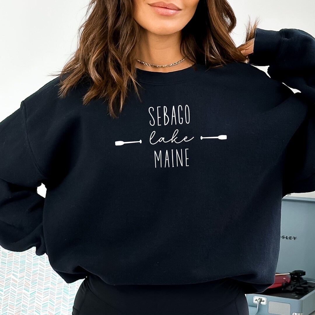 Big Sebago Lake Maine Modern Font Sweatshirt Crewneck ME Lakes Family ...