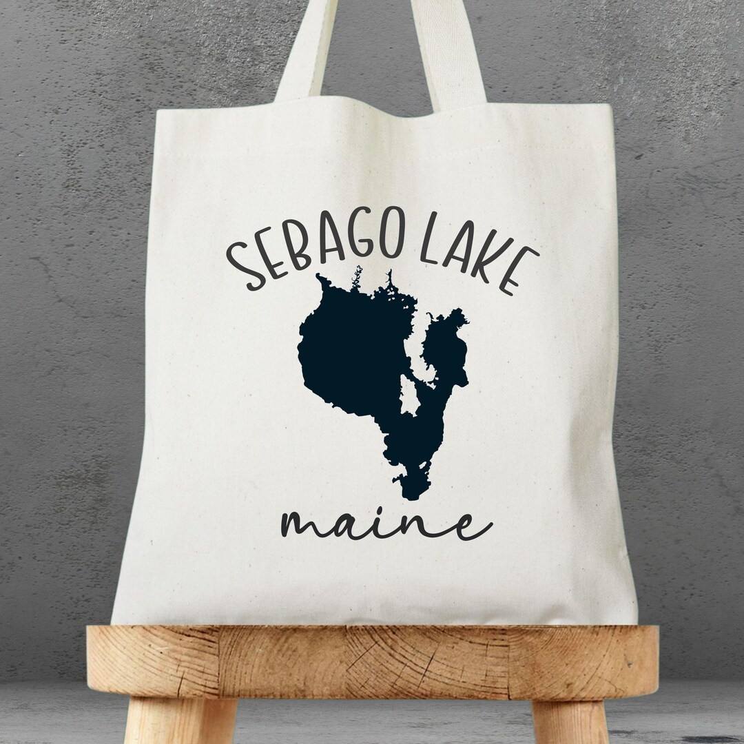 Sebago, Lake, Map, Cotton, Canvas, Tote, Bag, Gift, Souvenir, Holiday ...