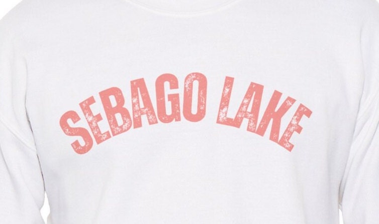 Sebago, Lake, Maine, Rough, Rustic, Vintage, PINK, Block, Text, Heavy ...