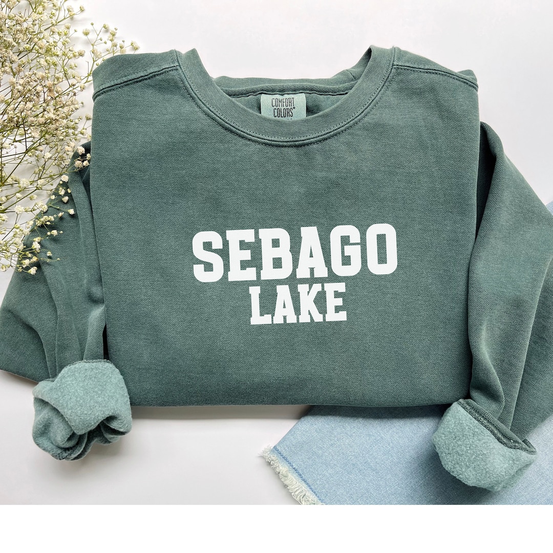 Sebago Lake Sweatshirt Gift Unisex Garment-dyed Crewneck, White Block ...