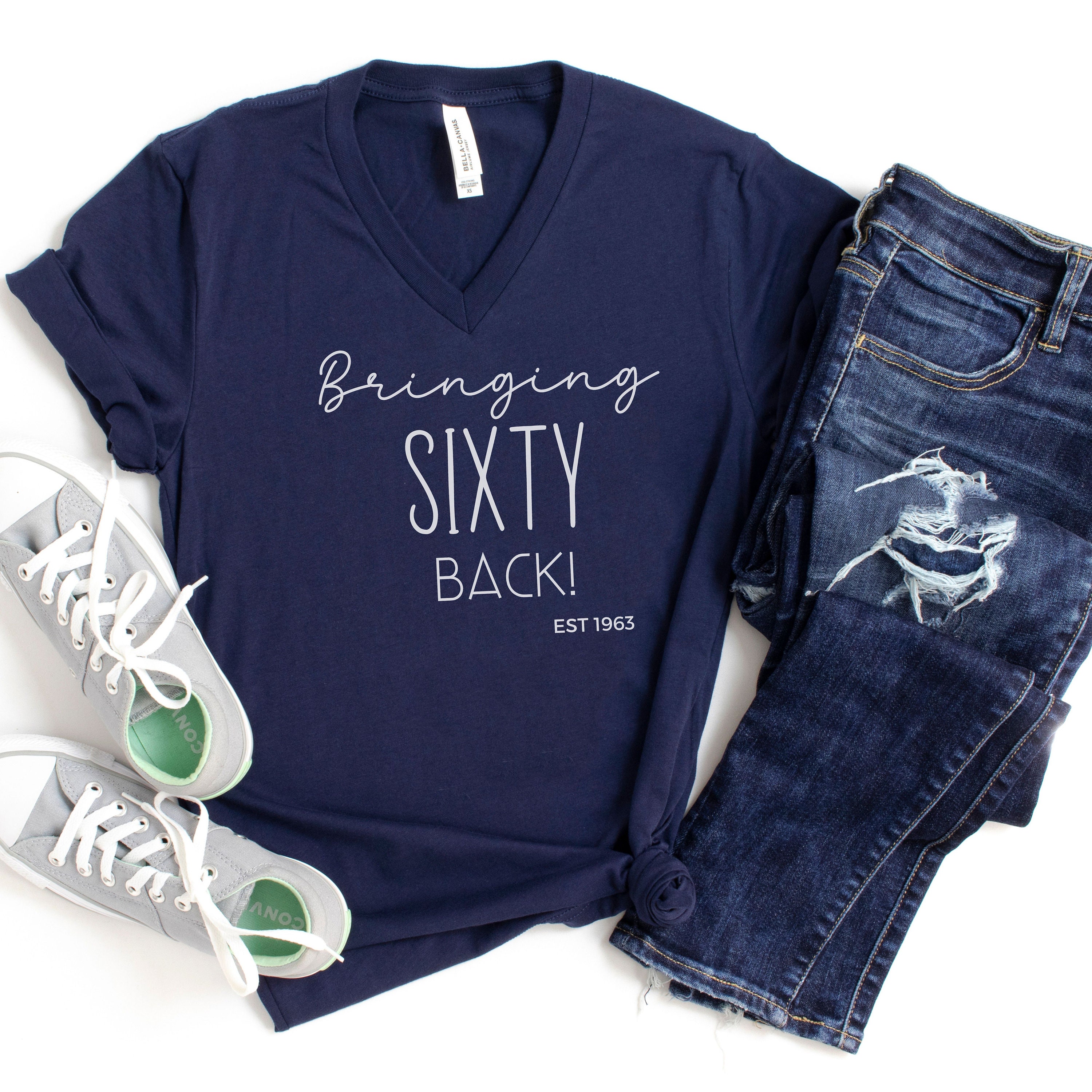Bringing Sixty Back! 60th Birthday Unisex Jersey Short Sleeve V-neck ...