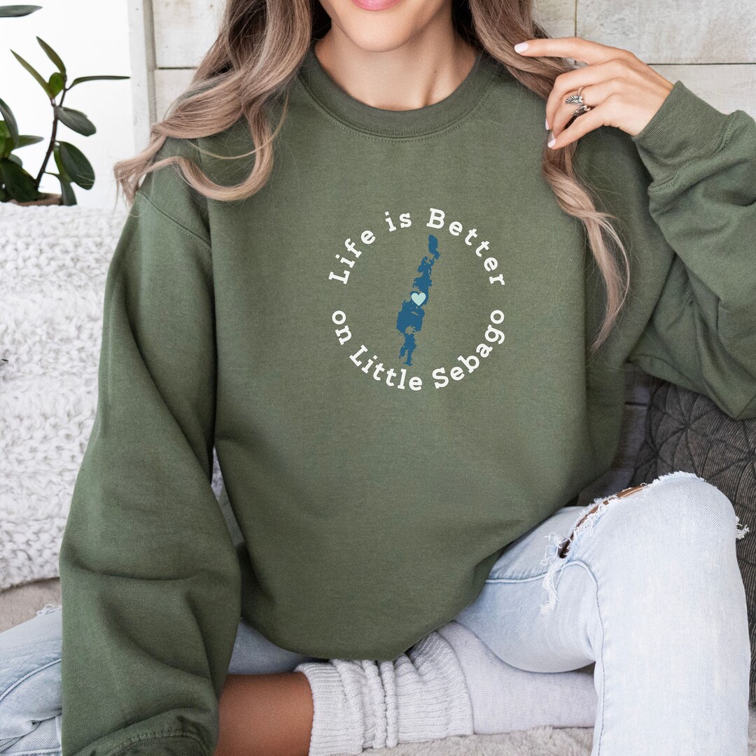 Life is Better on Little Sebago Lake, Maine, Heart Unisex Heavy Blend ...