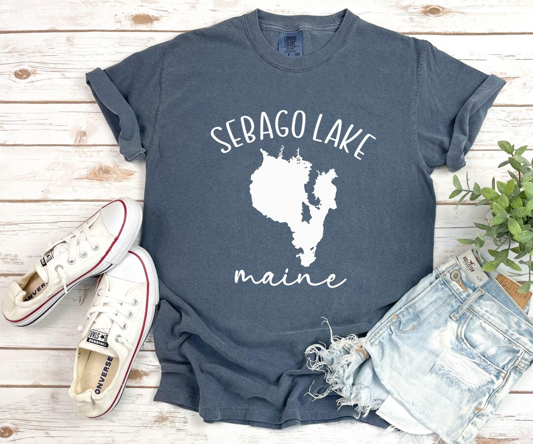 Sebago, Lake, Map, Comfort Colors, Unisex Garment Dyed, T-shirt, Shirt ...