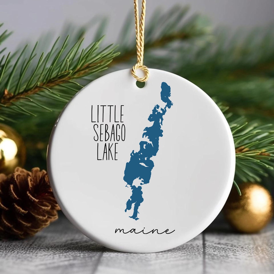 Little Sebago Lake Map Maine Christmas Holiday Ceramic Ornament ...