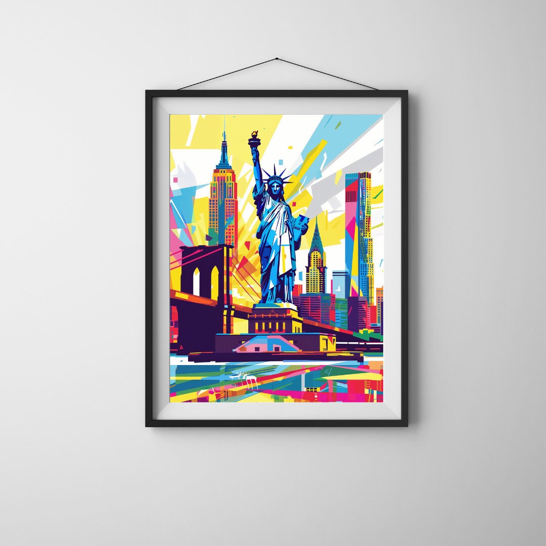 Vibrant Abstract New York Skyline - Digital Art Print - Modern NYC ...