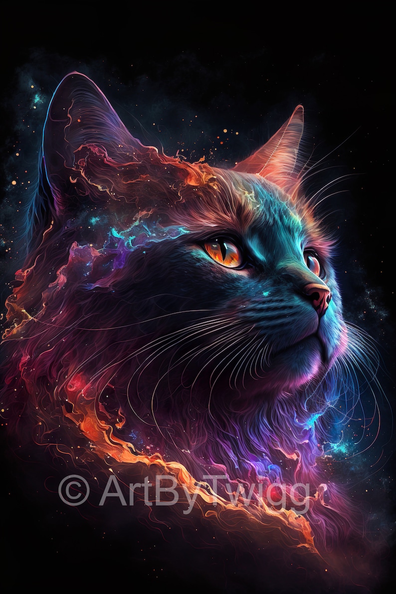 Galactic Cat Poster Artwork - Etsy
