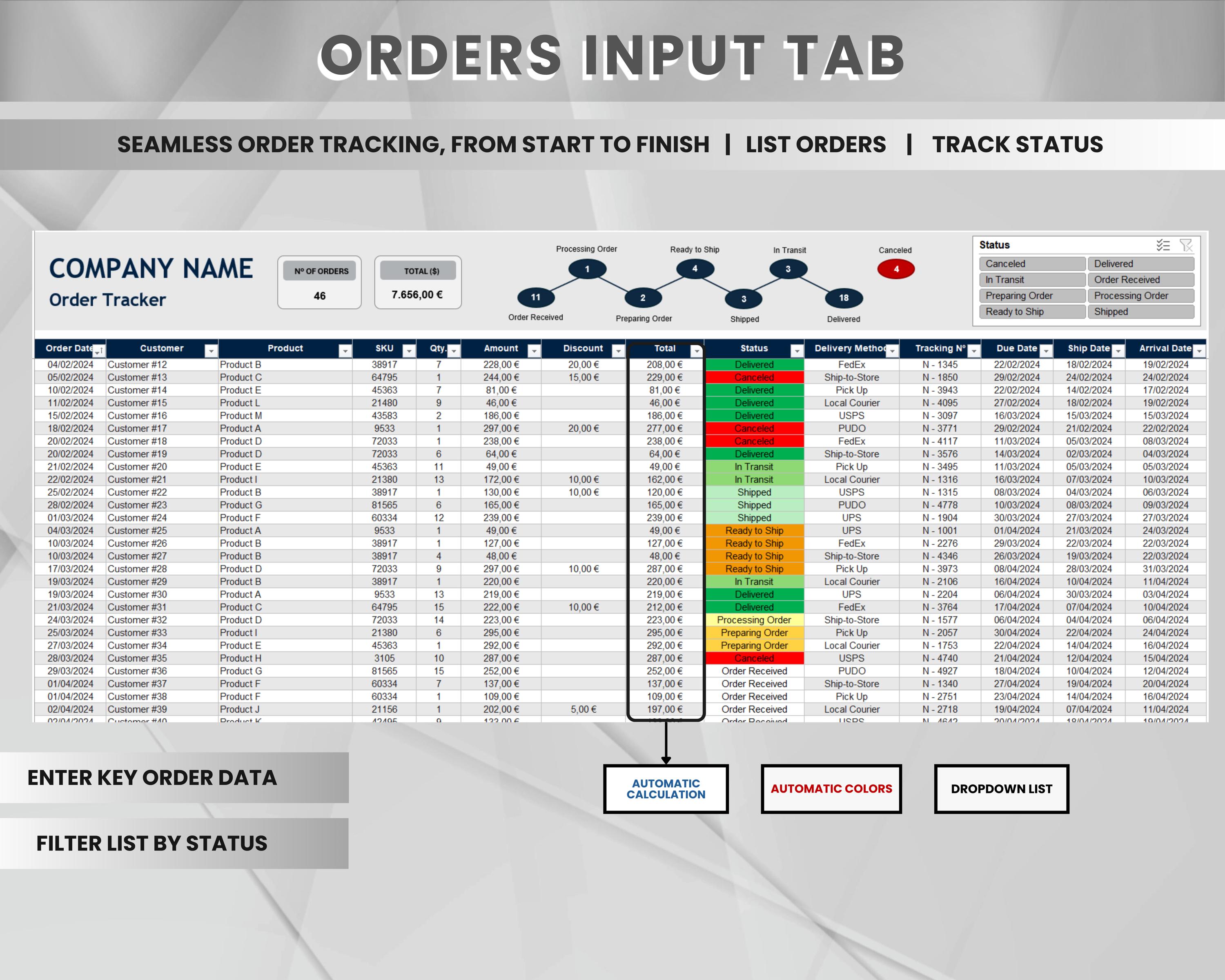 Order Tracker: Excel Template for Your Order Management Process | Track ...