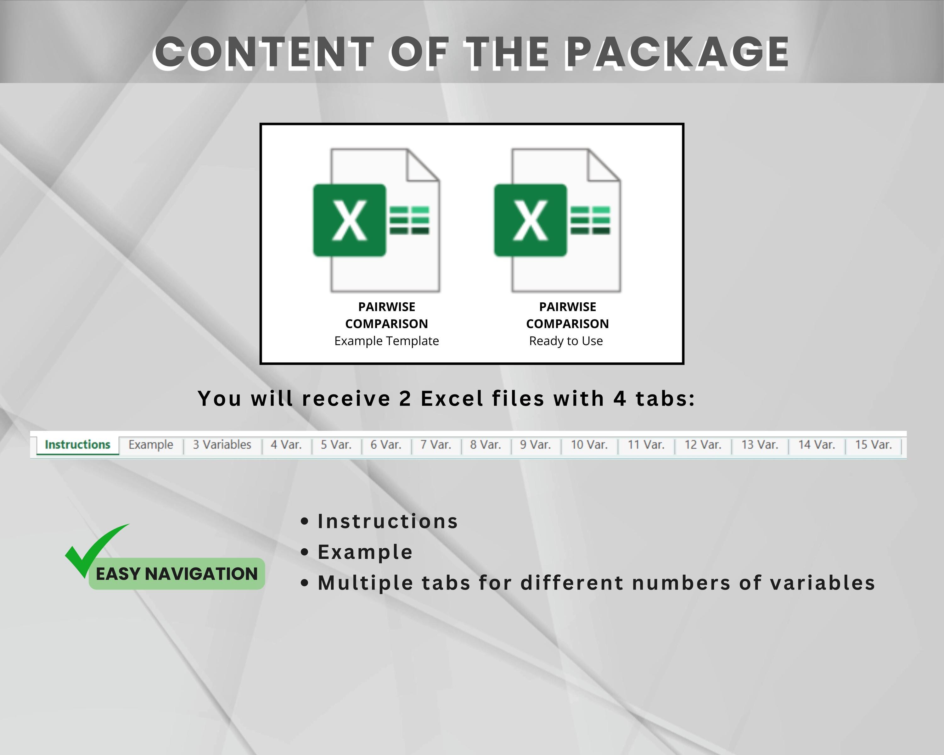 Pairwise Comparison Excel Spreadsheet Template | Simplify Decisions ...