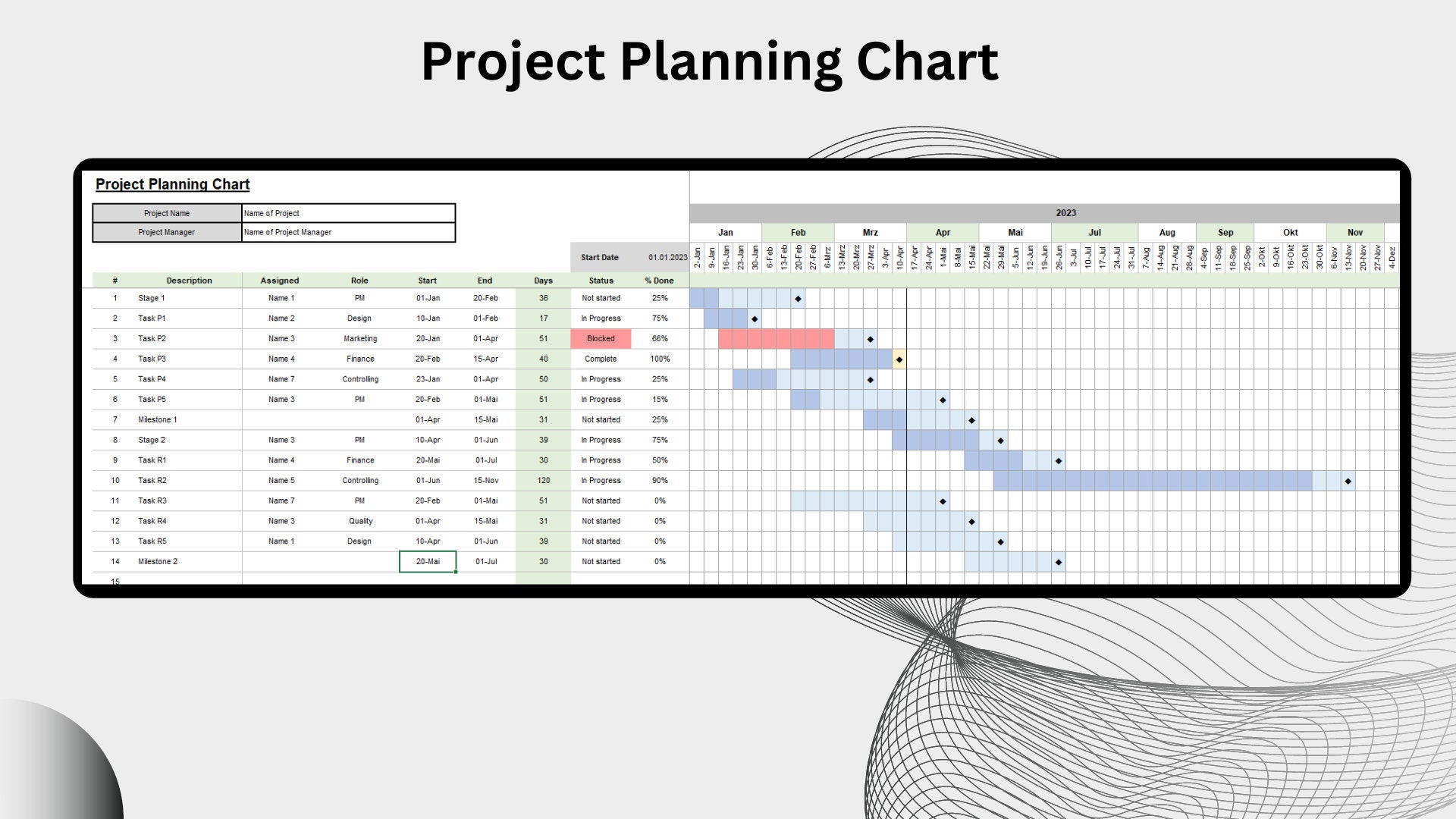 Production Planning Chart | Project Planning Chart | Gantt Charts ...