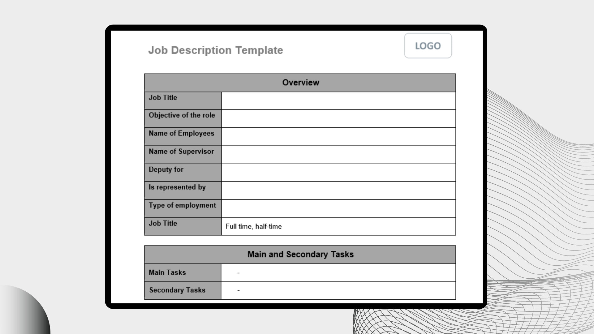 Job Description Template | Basic & Advanced | MS Word | Editable | HR ...