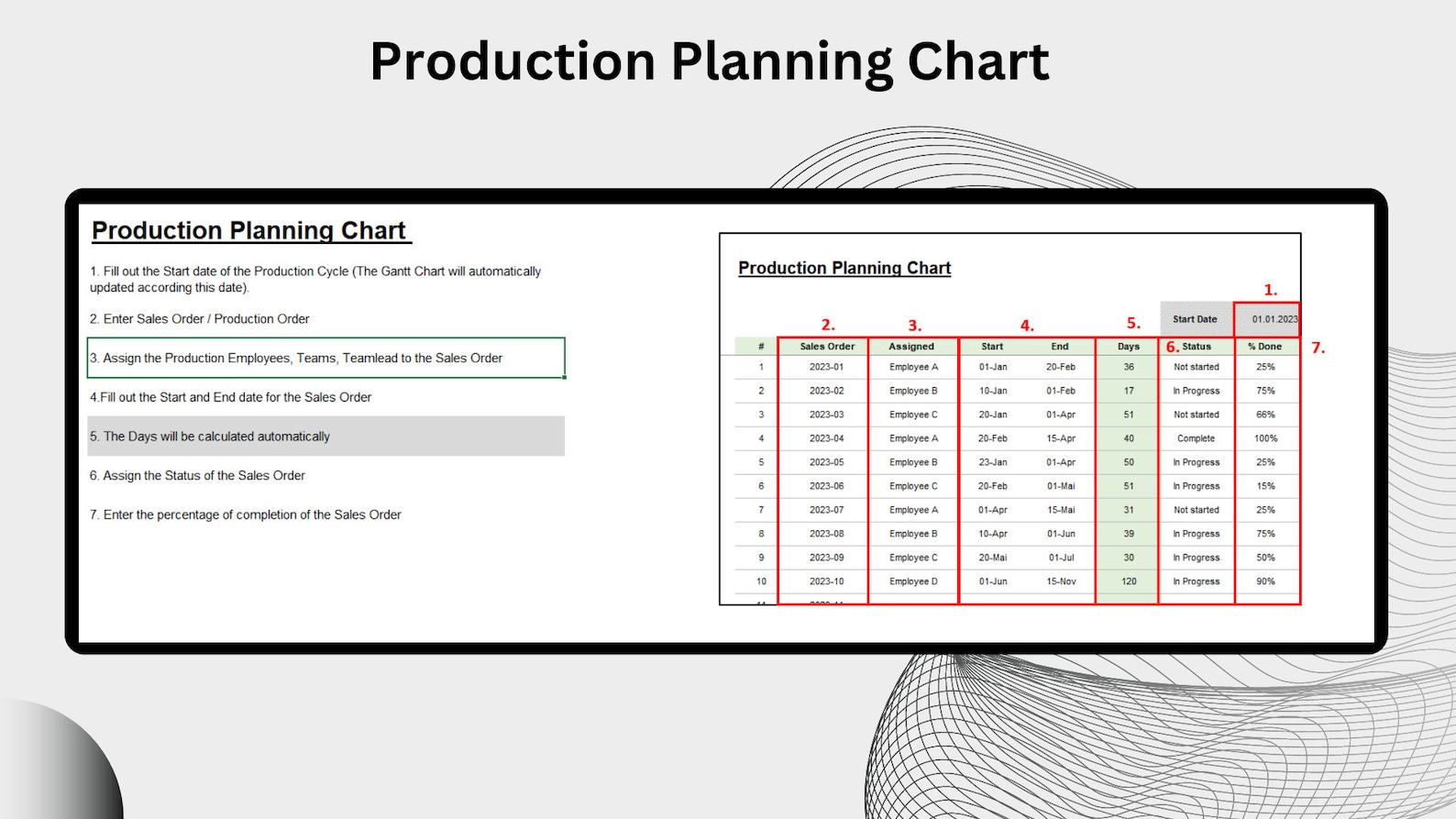 Production Planning Chart | Project Planning Chart | Gantt Charts ...