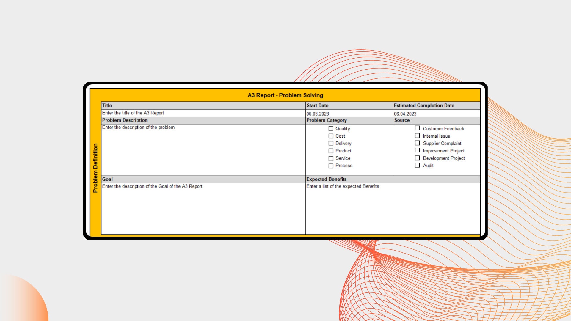 A3 Report Template Excel