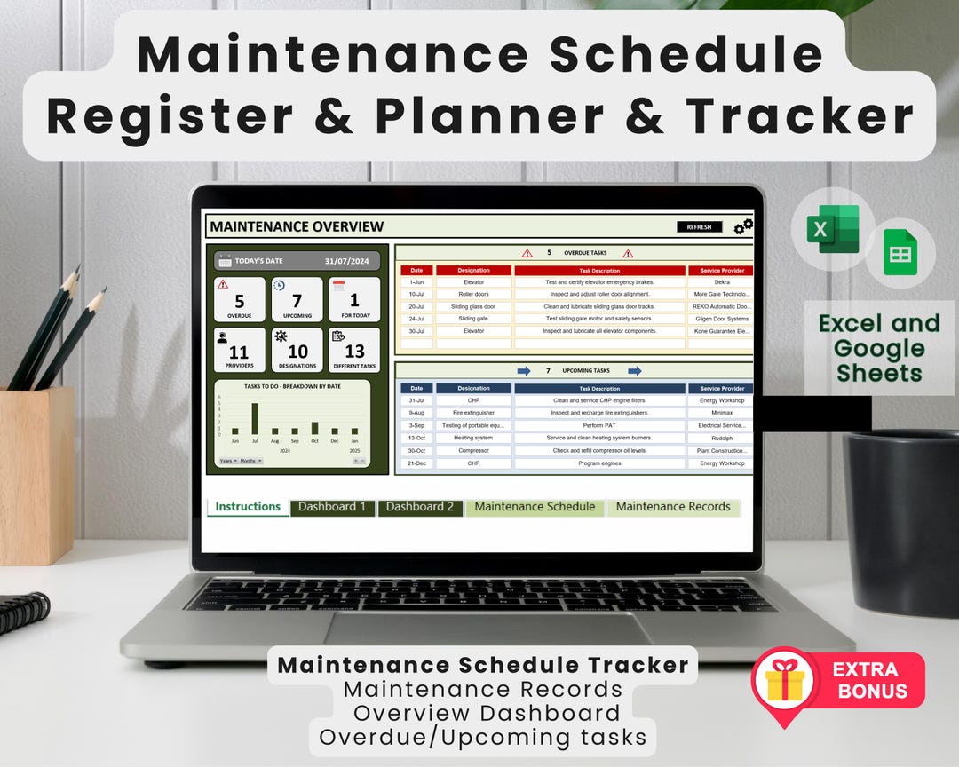 Maintenance Schedule Register Excel Template: Maintenance Planner ...