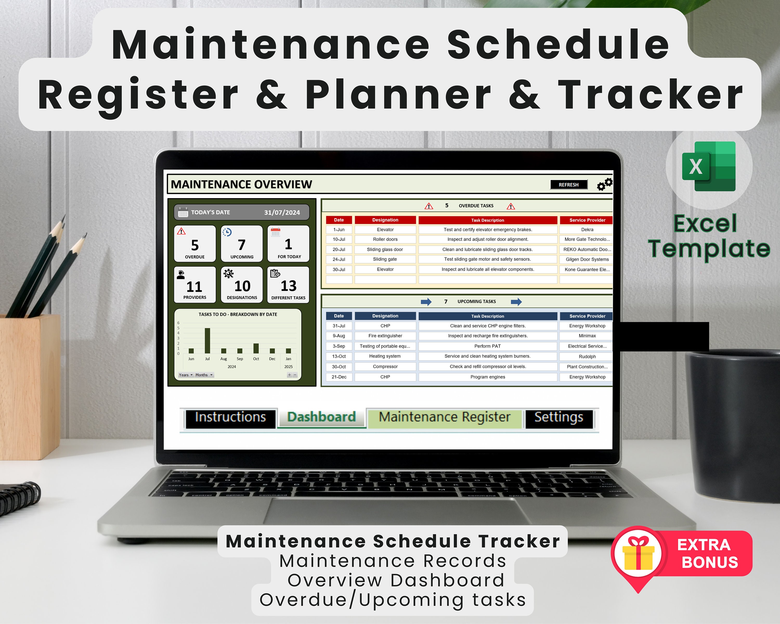 Maintenance Schedule Register Excel Template: Maintenance Planner ...