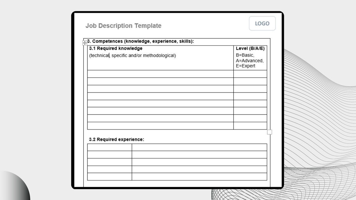 Job Description Template Basic & Advanced MS Word Editable HR New Hire ...