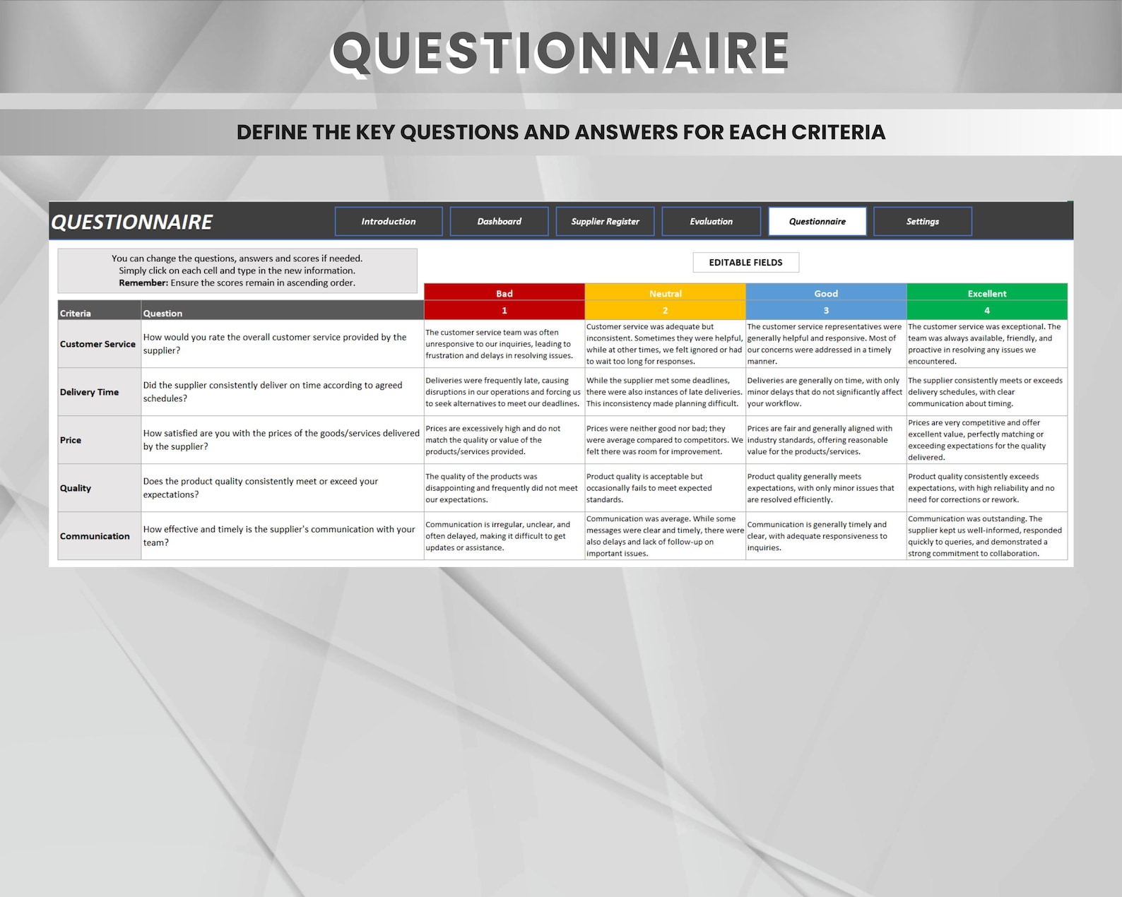 Supplier Evaluation | Supplier Evaluation Toolkit – Comprehensive ...