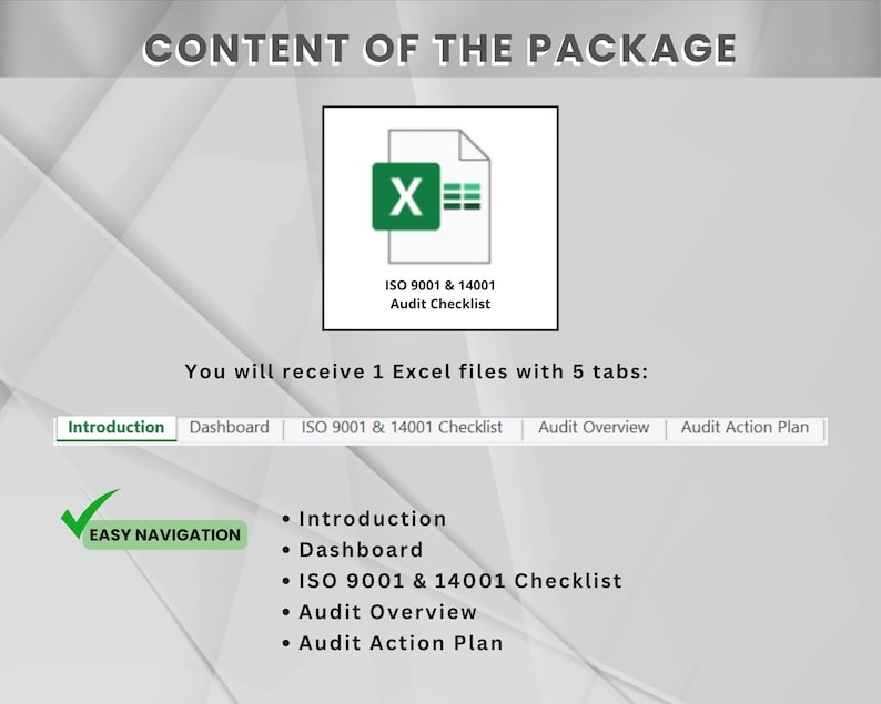 ISO 9001 & 14001 Integrated Audit Checklist and Dashboard – Excel ...