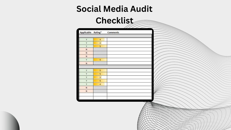 Social Media Audit Checklist Dashboard Excel - Etsy