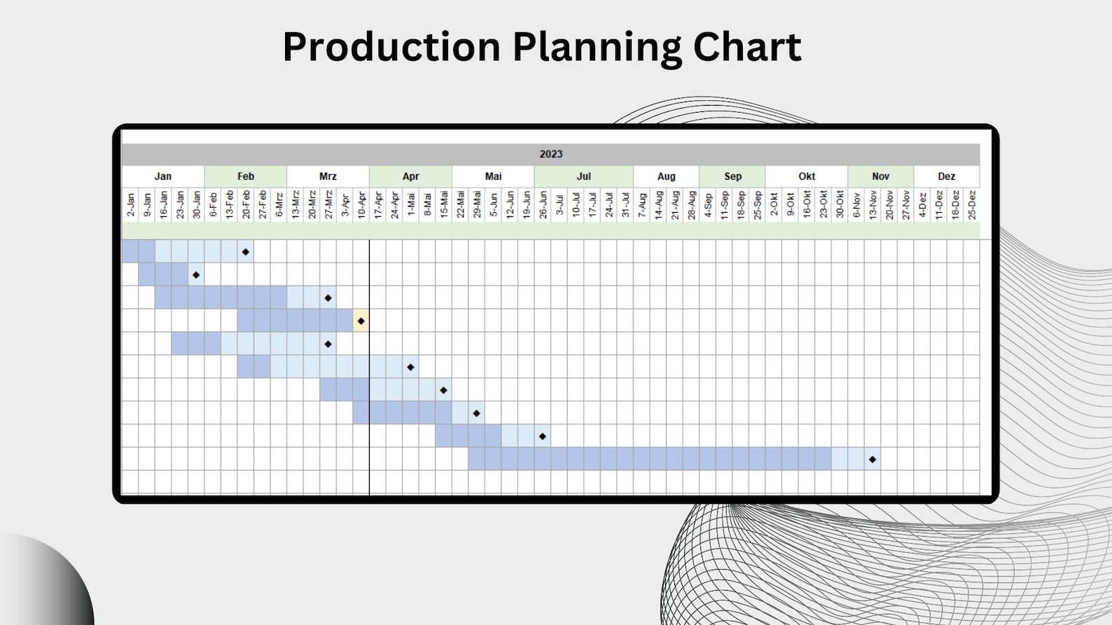 Production Planning Chart | Project Planning Chart | Gantt Charts ...