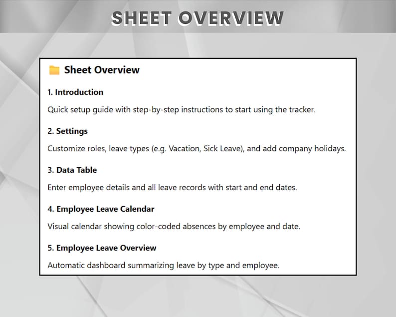 Employee Leaver Tracker | Calendar Overview | Vacation | Sick Leave ...