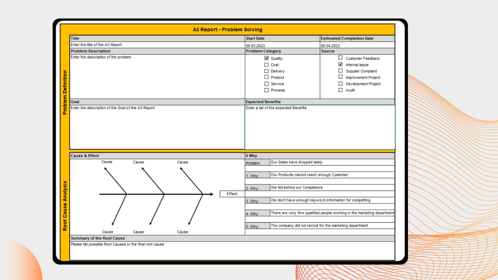 A3 Report | Template | Problem Solving | Root Cause Analysis | Ishikawa ...