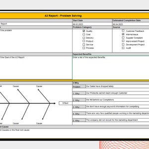 A3 Report Templates Problem Solving Root Cause Analysis Ishikawa ...
