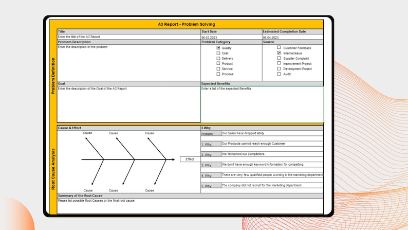 A3 Report | Template | Problem Solving | Root Cause Analysis | Ishikawa ...