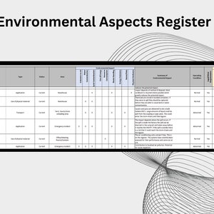 Environmental Aspects Register | ISO 14001 | Excel | 50 Examples - Etsy