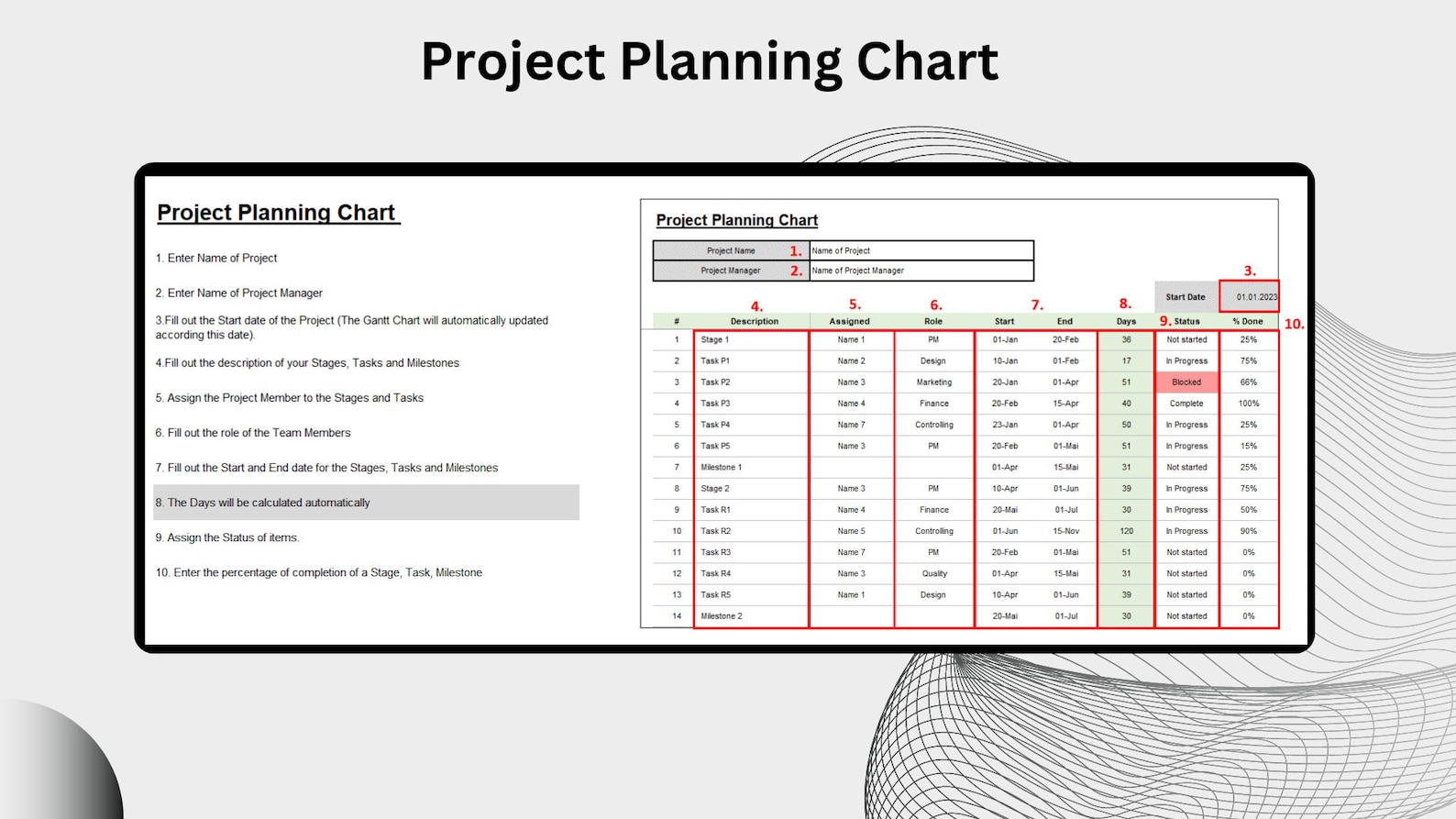 Production Planning Chart | Project Planning Chart | Gantt Charts ...