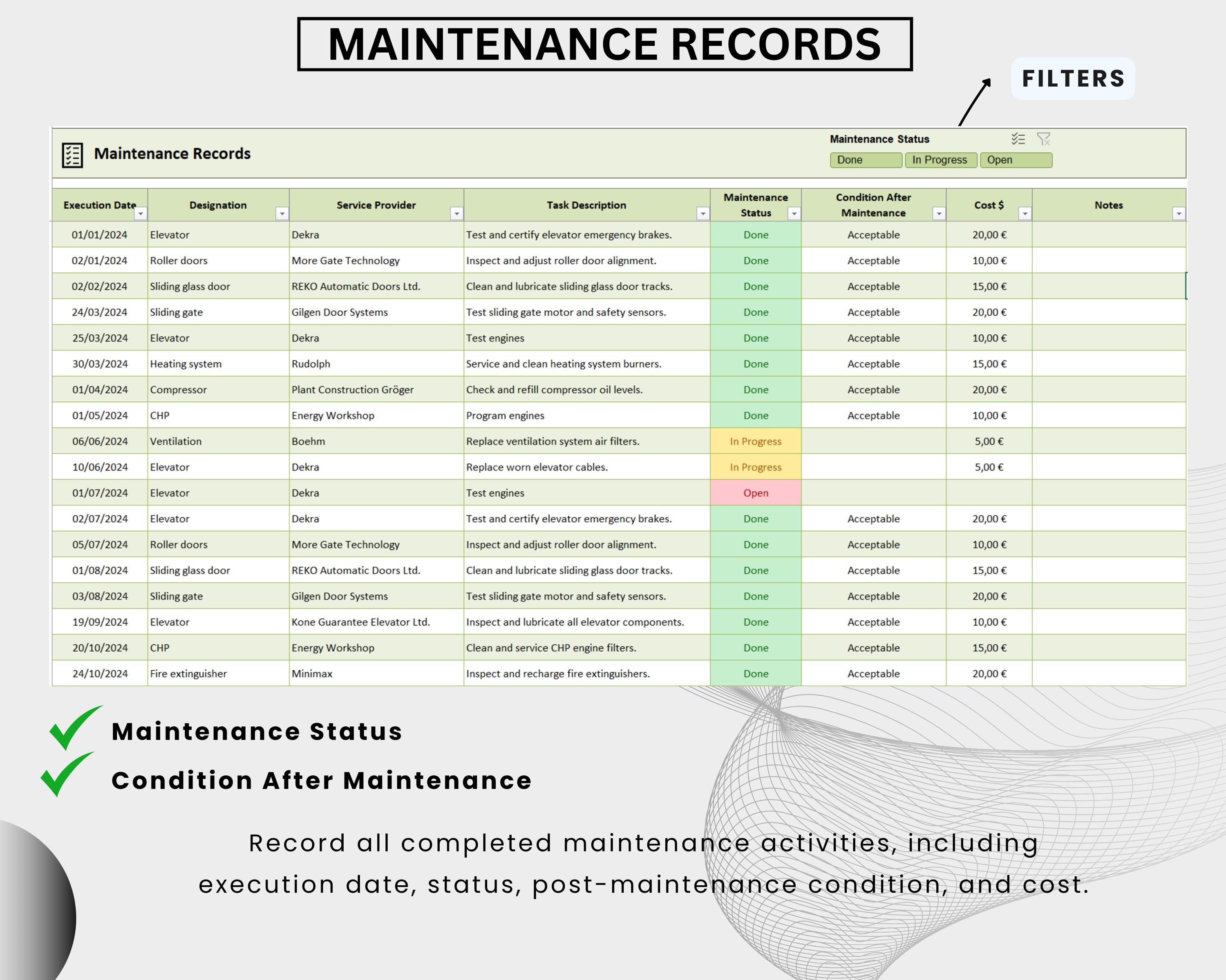 Maintenance Schedule Register Excel Template: Maintenance Planner ...