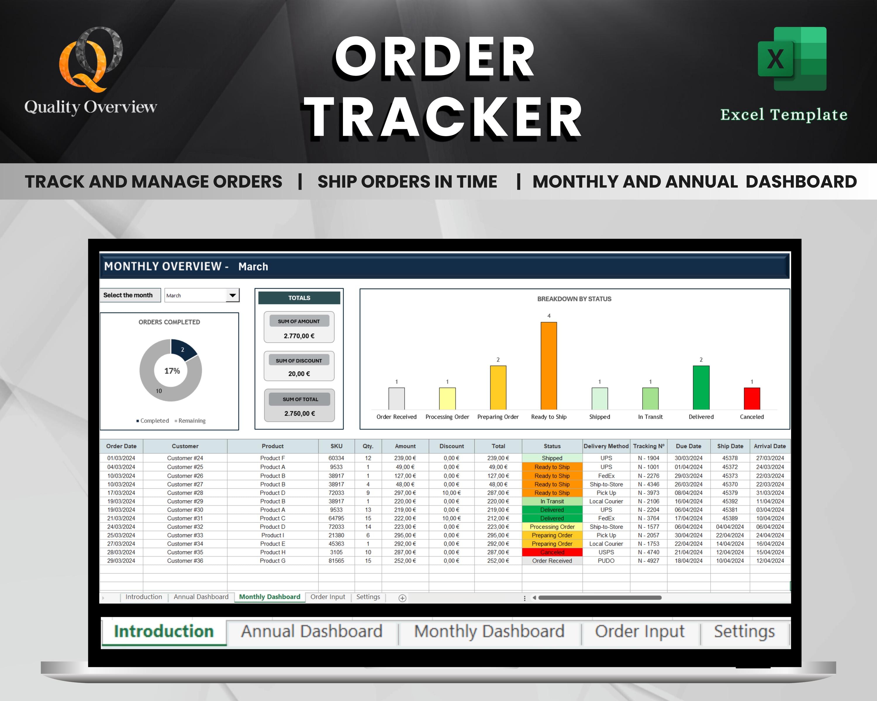 Order Tracker: Excel Template for Your Order Management Process | Track ...