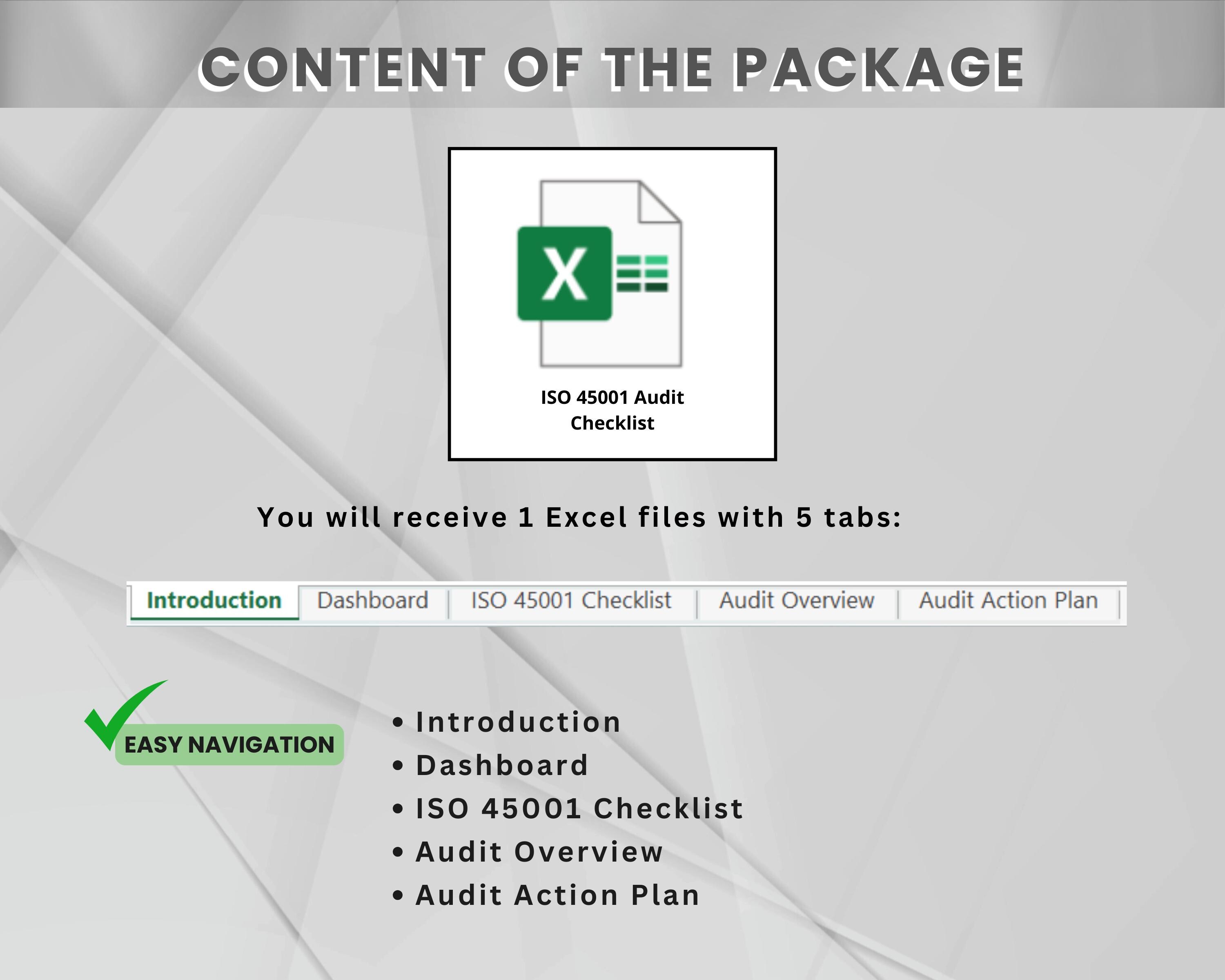 Ultimate ISO 45001 Audit Readiness Checklist and Dashboard | Occupational Health & Safety ...