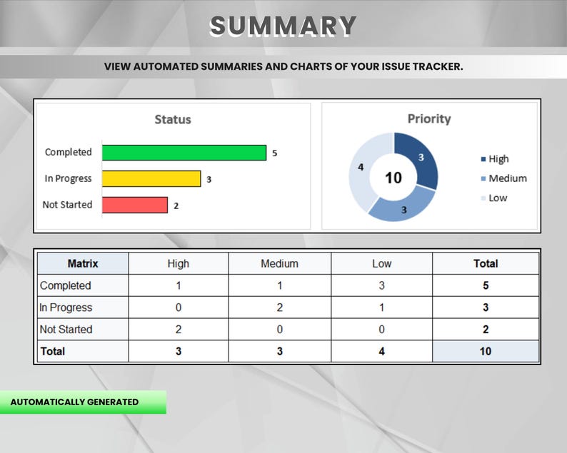 Excel Issue Tracker Template | Project Issue Log | Problem Tracking ...