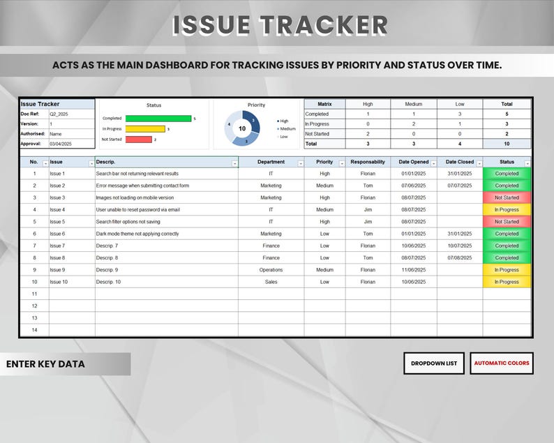 Excel Issue Tracker Template Project Issue Log Problem Tracking