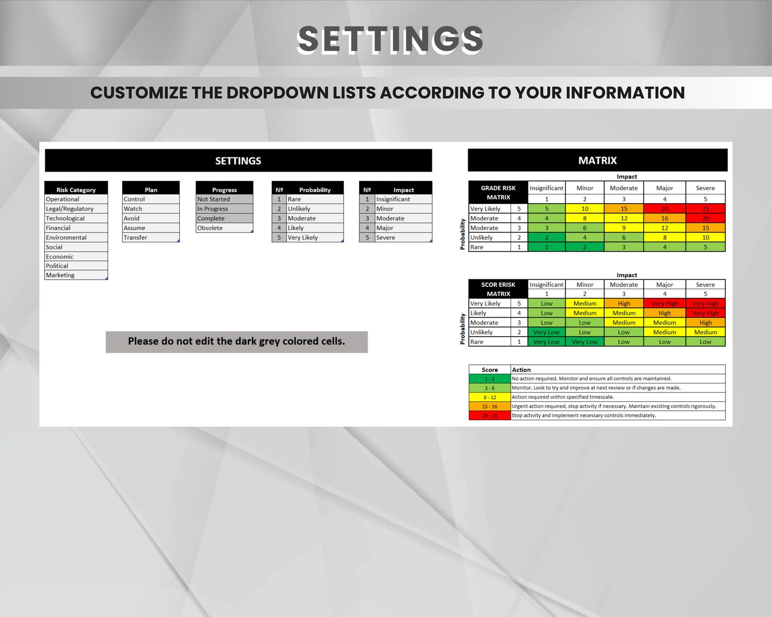 Risk Assessment Spreadsheet | Risk Management Tool |risk Identification ...