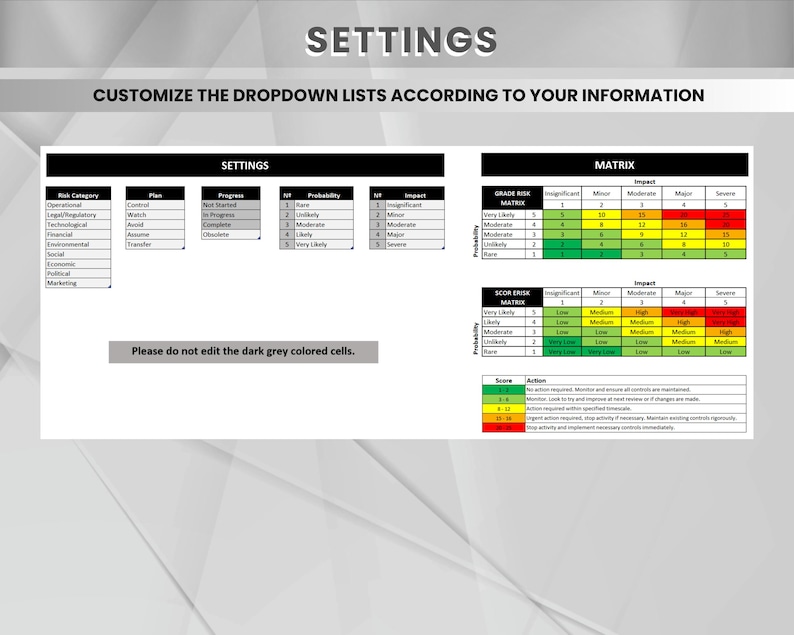Risk Assessment Spreadsheet | Risk Management Tool |risk Identification ...