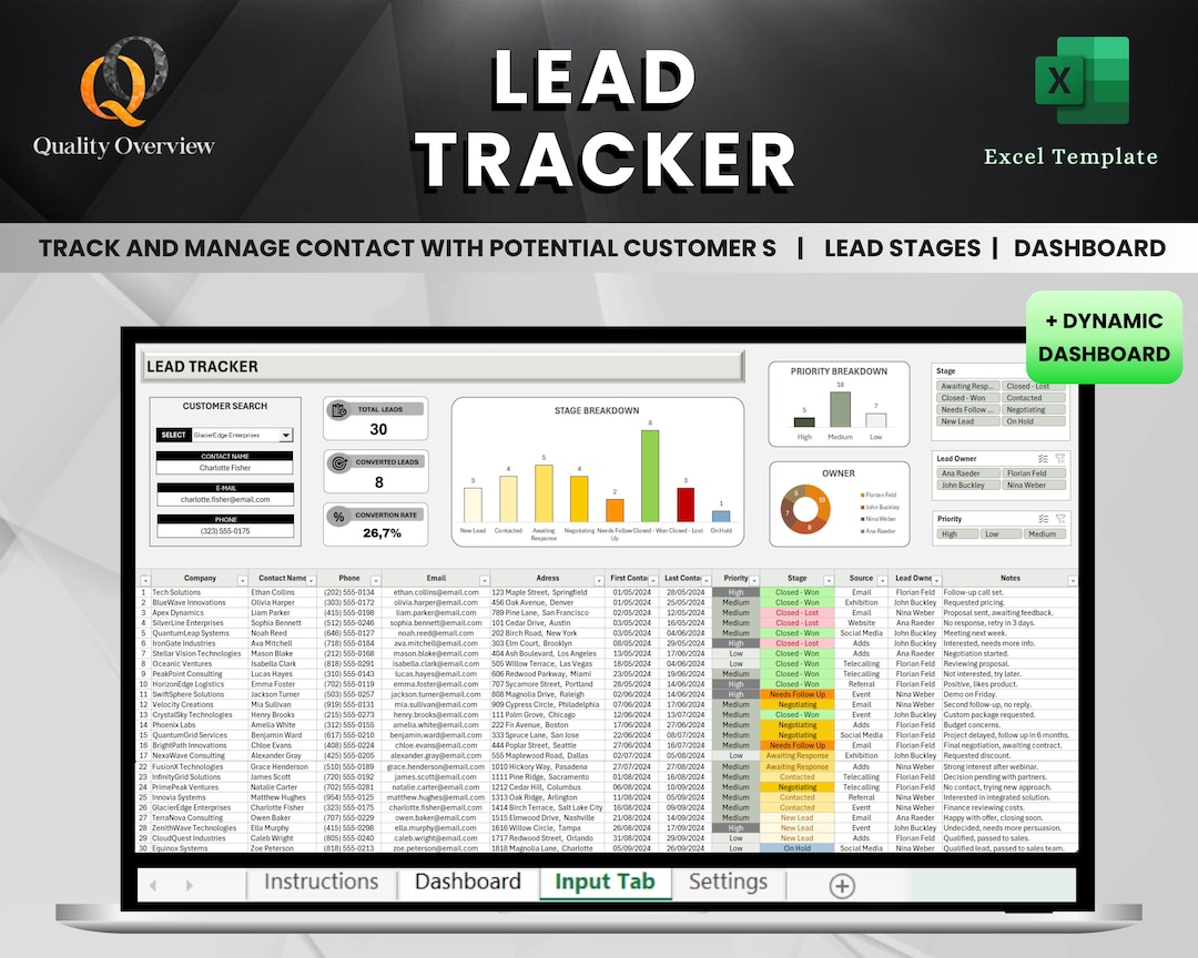 Lead Tracker Excel Template | Simplify Lead Management & Boost ...