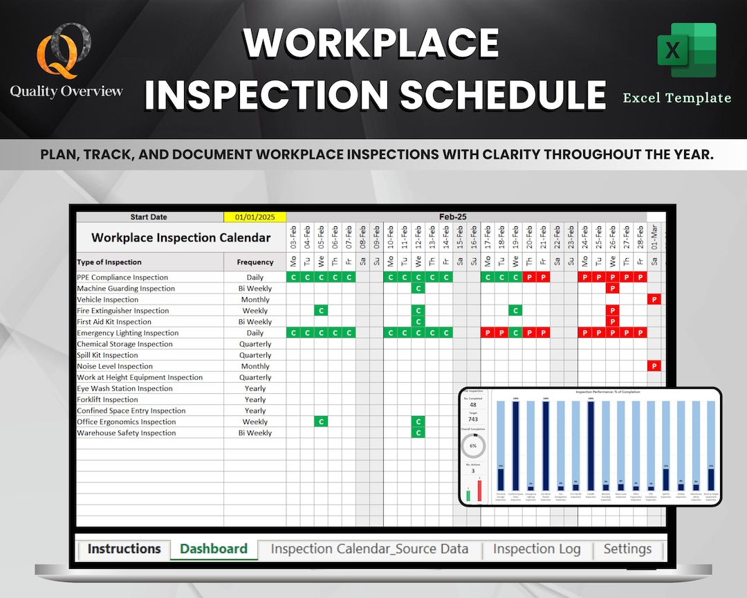 Workplace Inspection Schedule | Health and Safety Template | Excel ...