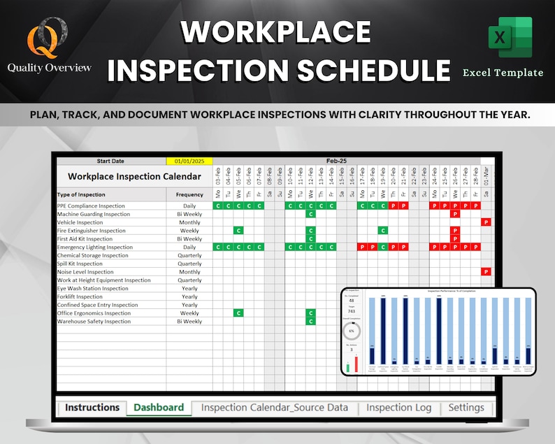 Workplace Inspection Schedule | Health and Safety Template | Excel ...