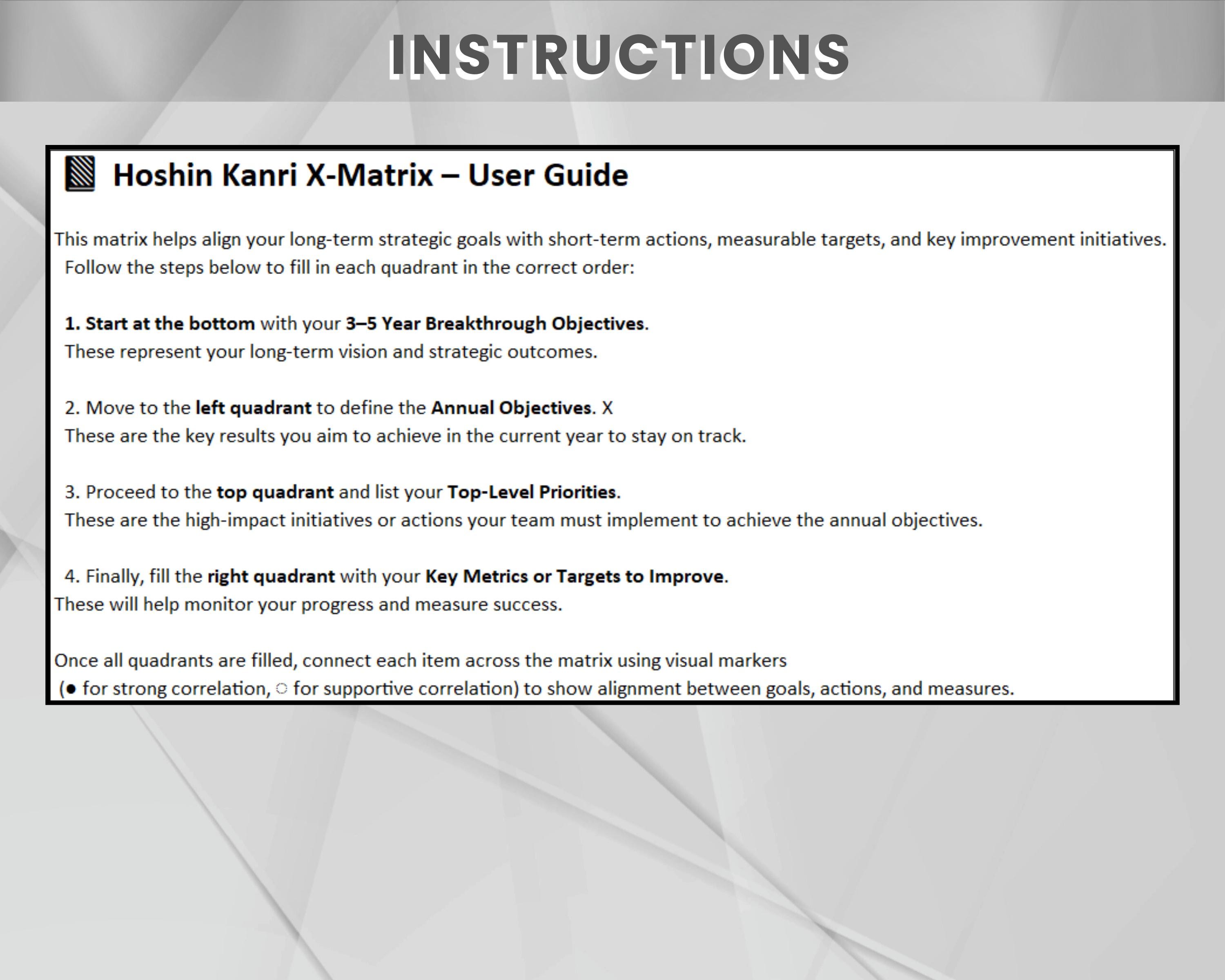 Hoshin Kanri Excel Template | Goal Alignment & KPI Tracking | Strategic ...