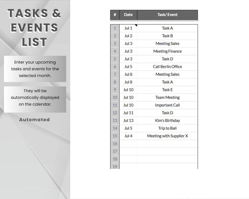 Daily Office Organizer Template for Excel and Google Sheets ...