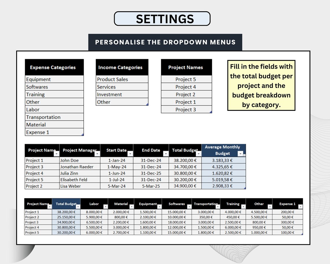Project Budget Tracker | Expense & Income Tracker | Project Cost ...