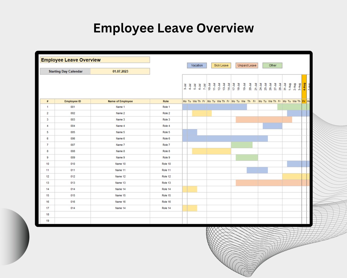 Employee Leaver Tracker | Calendar Overview | Vacation | Sick Leave ...