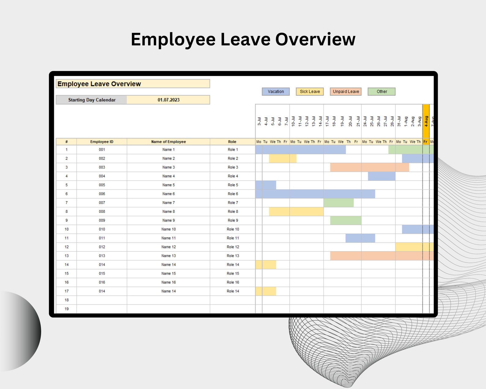 Employee Leaver Tracker | Calendar Overview | Vacation | Sick Leave ...