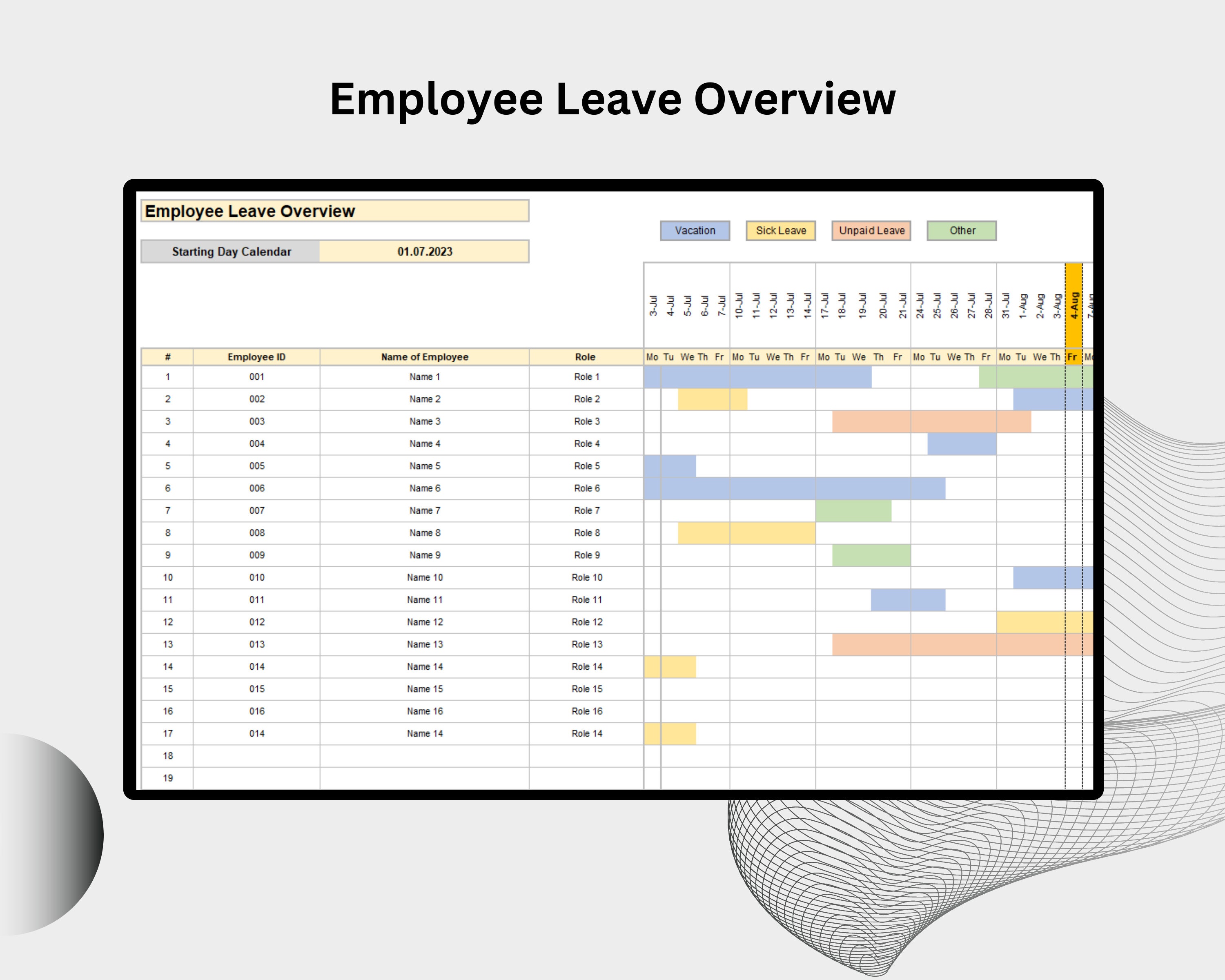 Employee Leaver Tracker | Calendar Overview | Vacation | Sick Leave ...