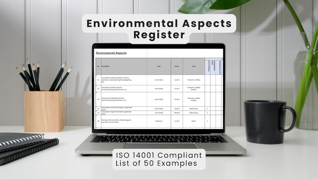 Environmental Aspects Register | ISO 14001 | Excel | 50 Examples - Etsy