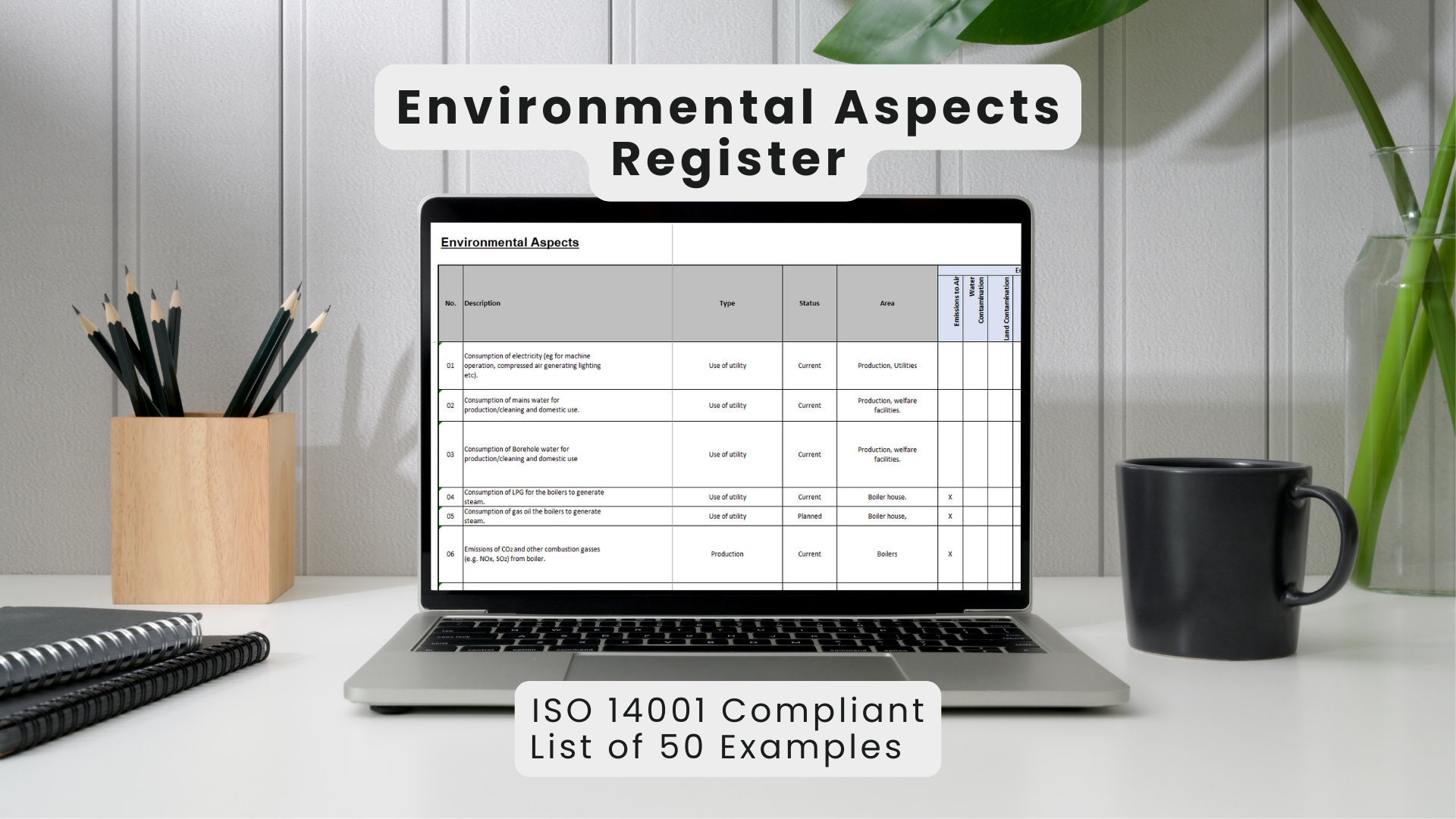 Environmental Aspects Register | ISO 14001 | Excel | 50 Examples - Etsy