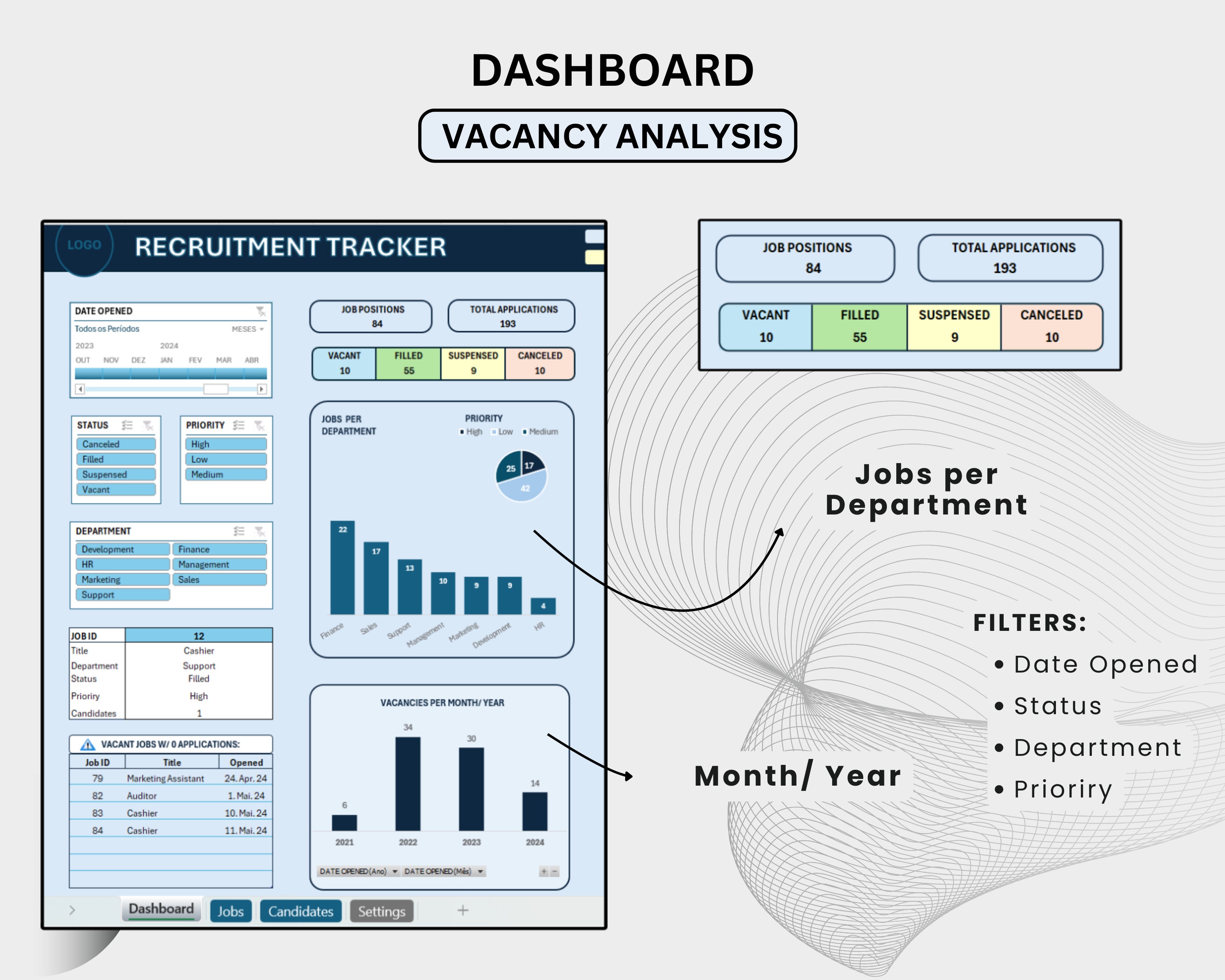 Recruitment Tracker | Excel Template | Recruit Track Dashboard ...