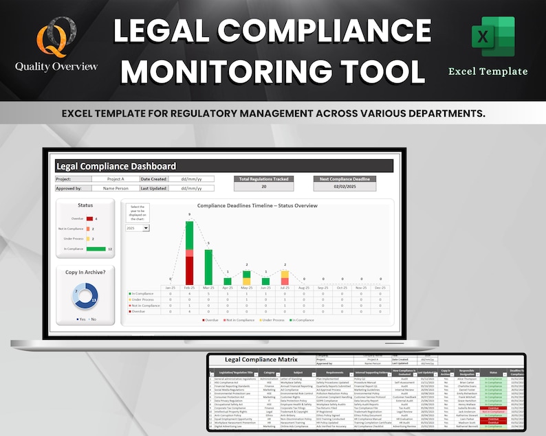 Legal Compliance Monitoring Tool | Excel Template for Regulatory ...
