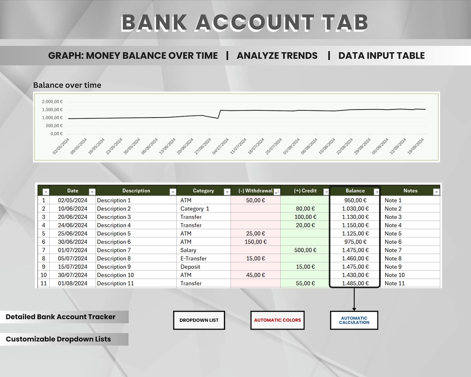 Bank Account Manager: A Complete Excel Template for Tracking Deposits ...